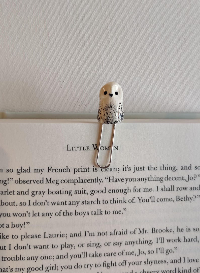 Clay Bookmark Paperclip Figurine | Snowy Owl | Cute | Minimal | Bookish ...