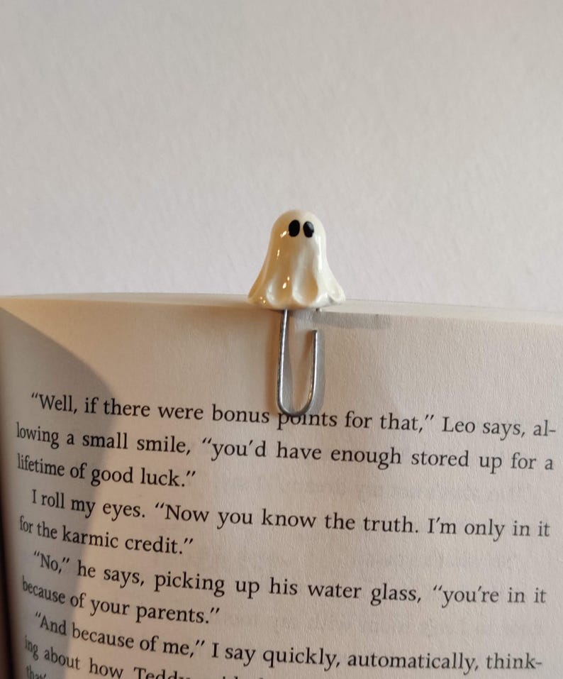 Clay Bookmark Paperclip Figurine | Ghost | Cute | Minimal | Bookish - Etsy