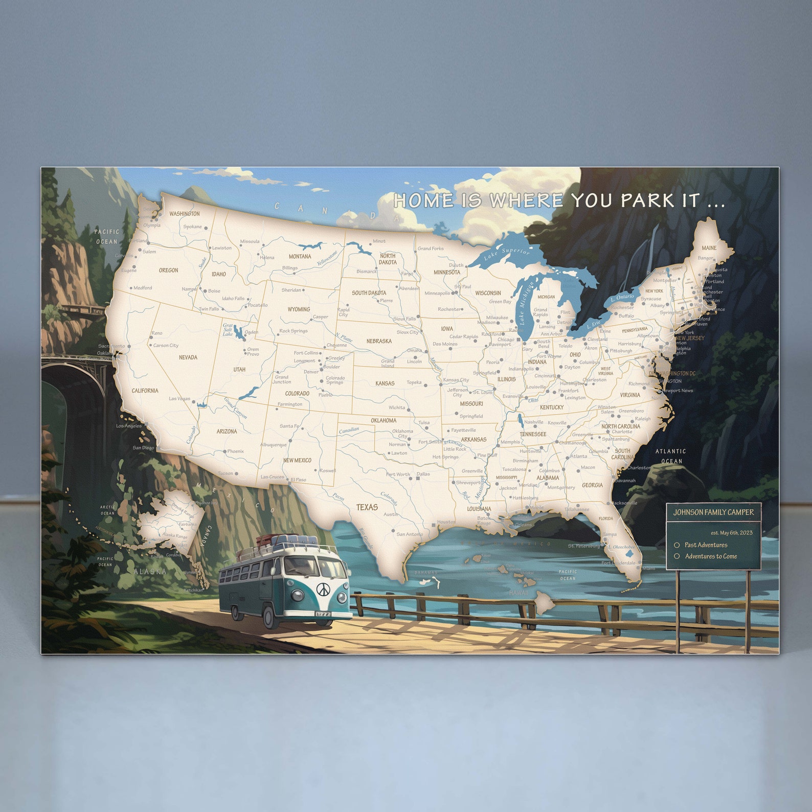 Usa Push Pin Map, Custom Camper Decor for Motorhome & Campervan Camper ...