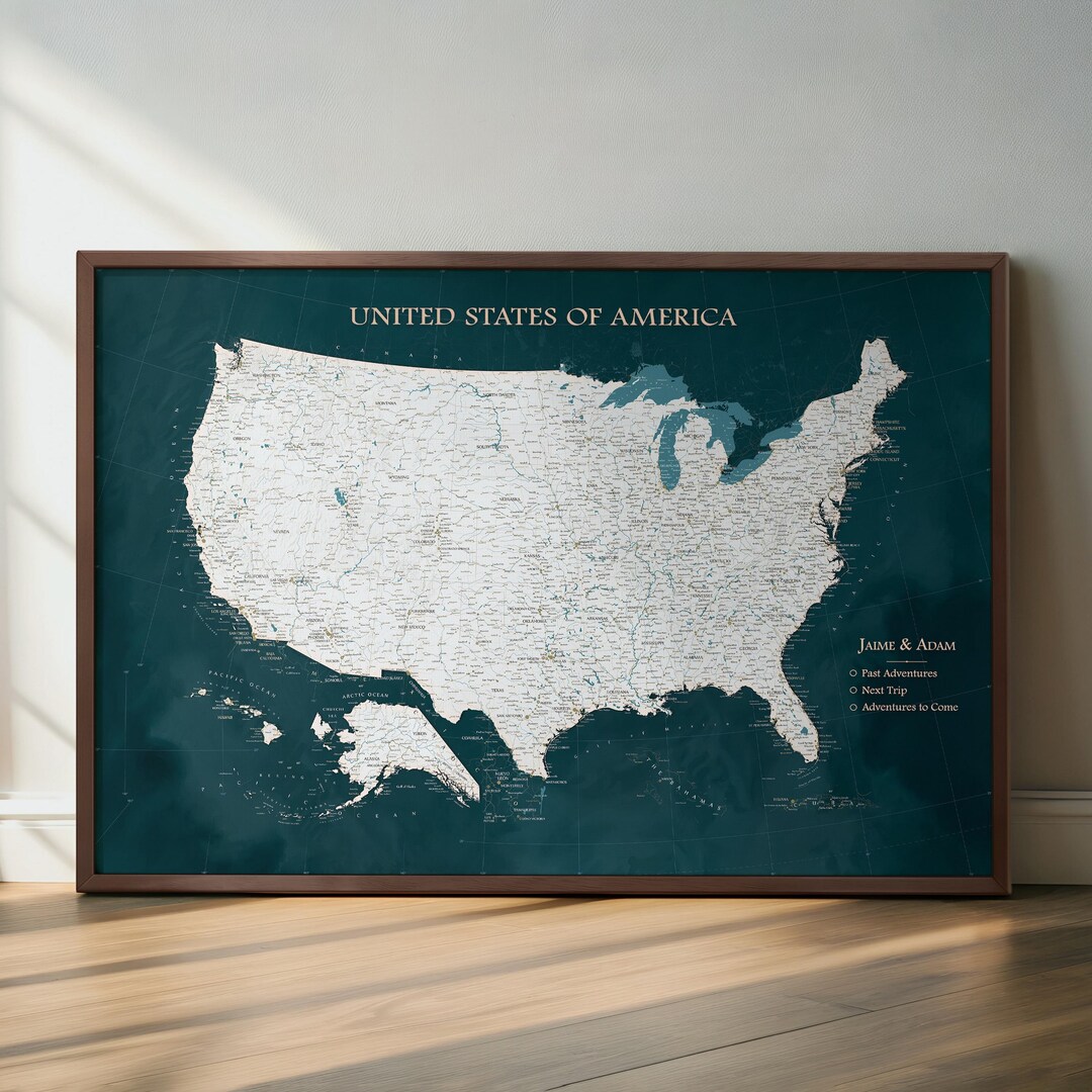Large USA Map | Detailed US Wall Map | United States Travel Map - Etsy