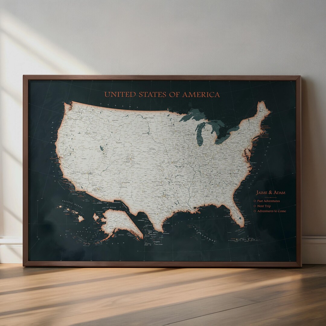 Push Pin USA Map | Personalized USA Map Canvas | Travel Map With Pins ...