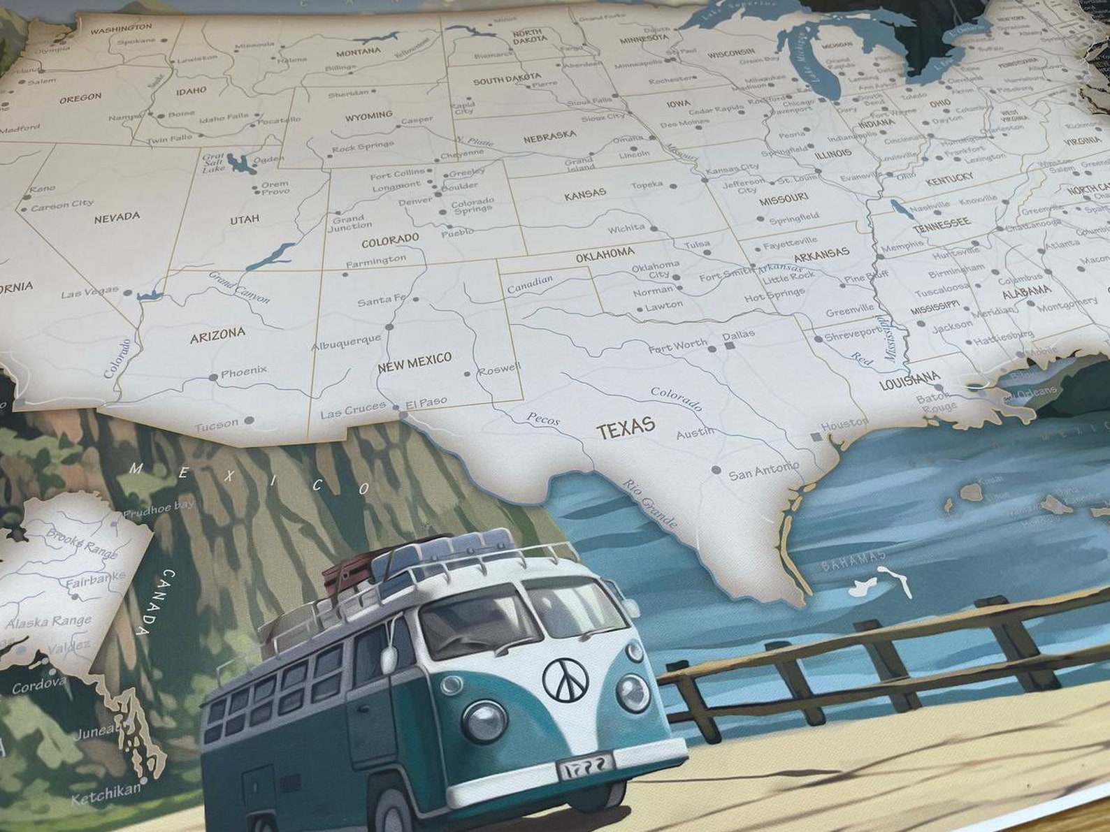 Usa Push Pin Map, Custom Camper Decor for Motorhome & Campervan Camper ...