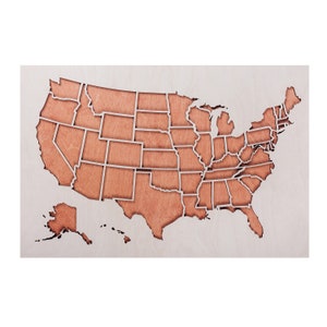Push Pin US Map: Personalized Wooden Wall Art for Office and Home Decor ...