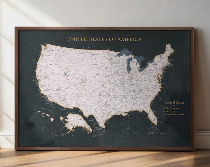 Travel Map of United States, Push Pin USA Map, Family Vacation, Map ...