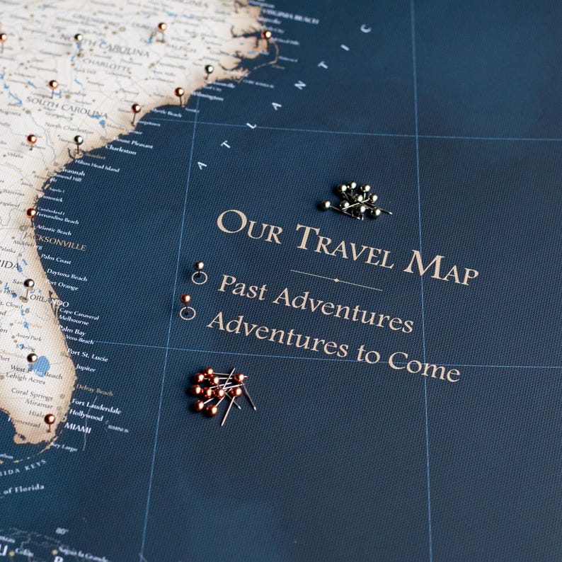 USA Push Pin Map – Sapphire Blue US Travel Map With Pins, Personalized ...