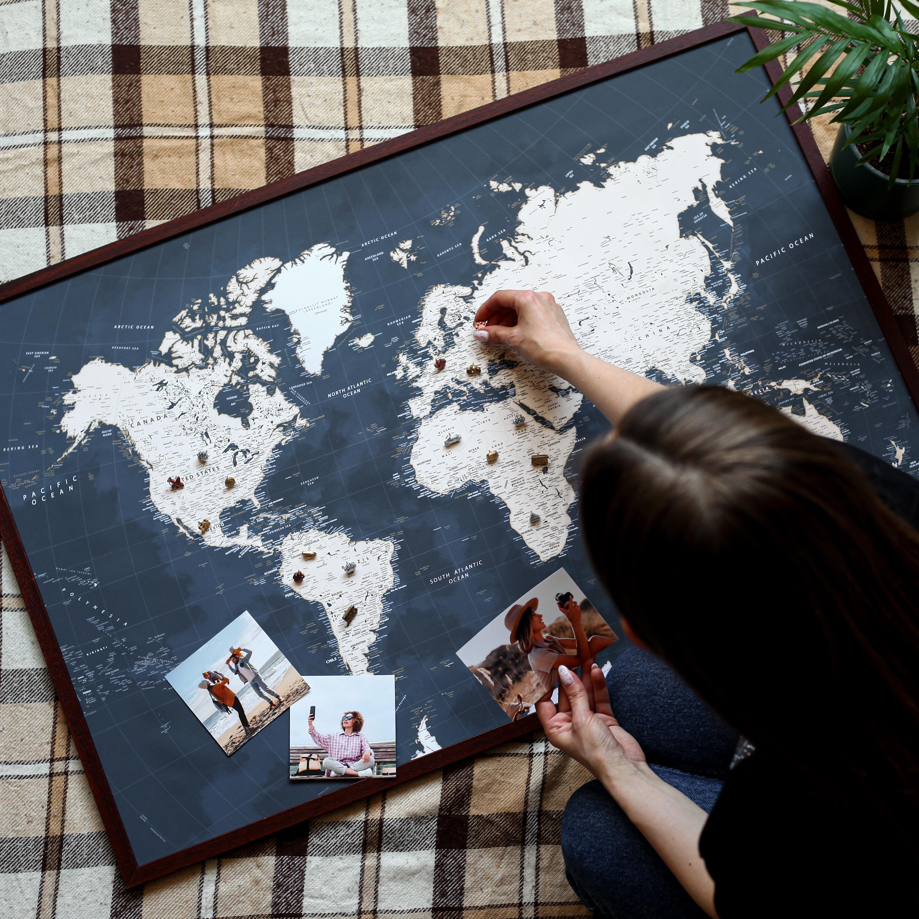Personalized Push Pin World Map: Canvas Travel Tracker - Etsy