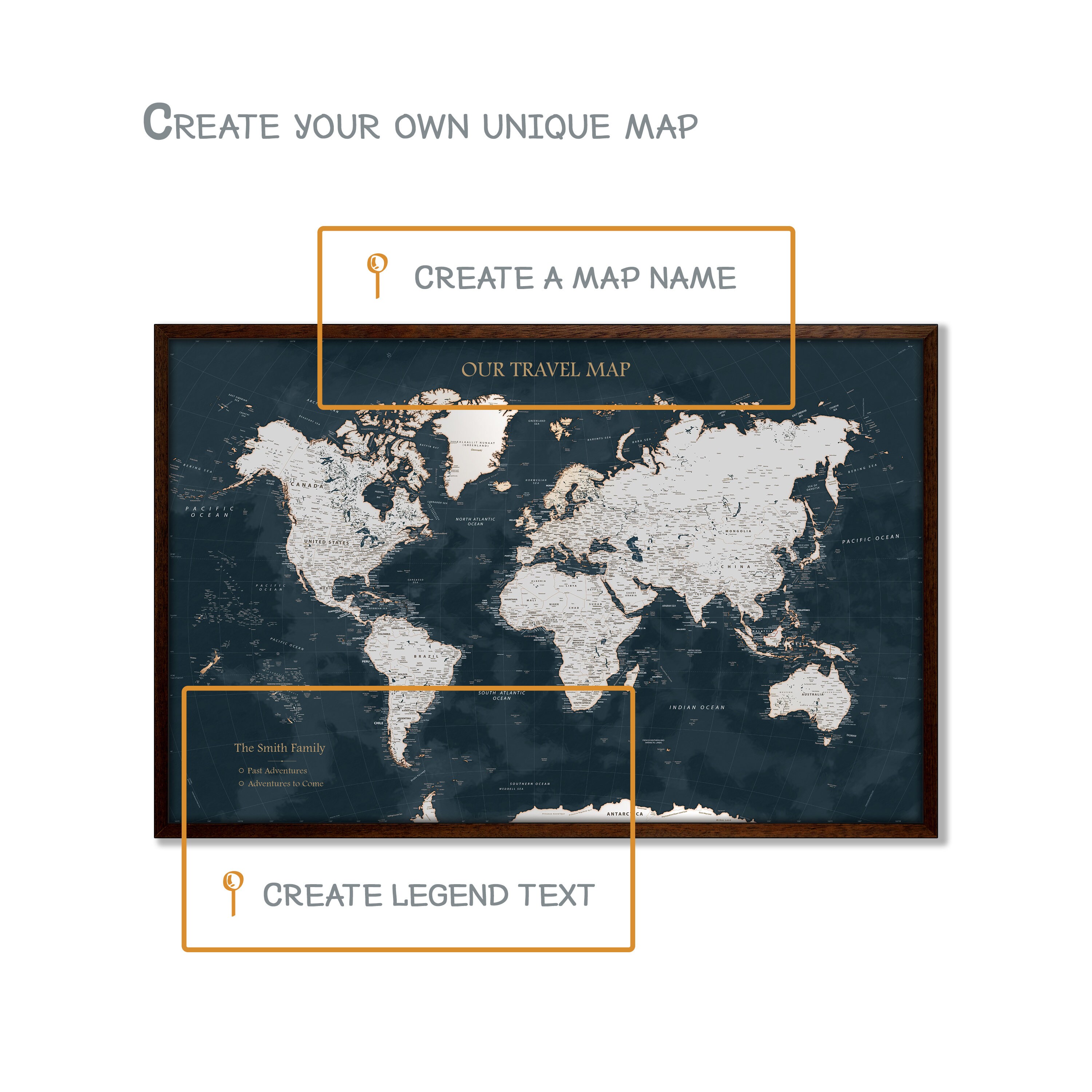 World Map Push Pin Personalized Travel Map Poster - Etsy UK