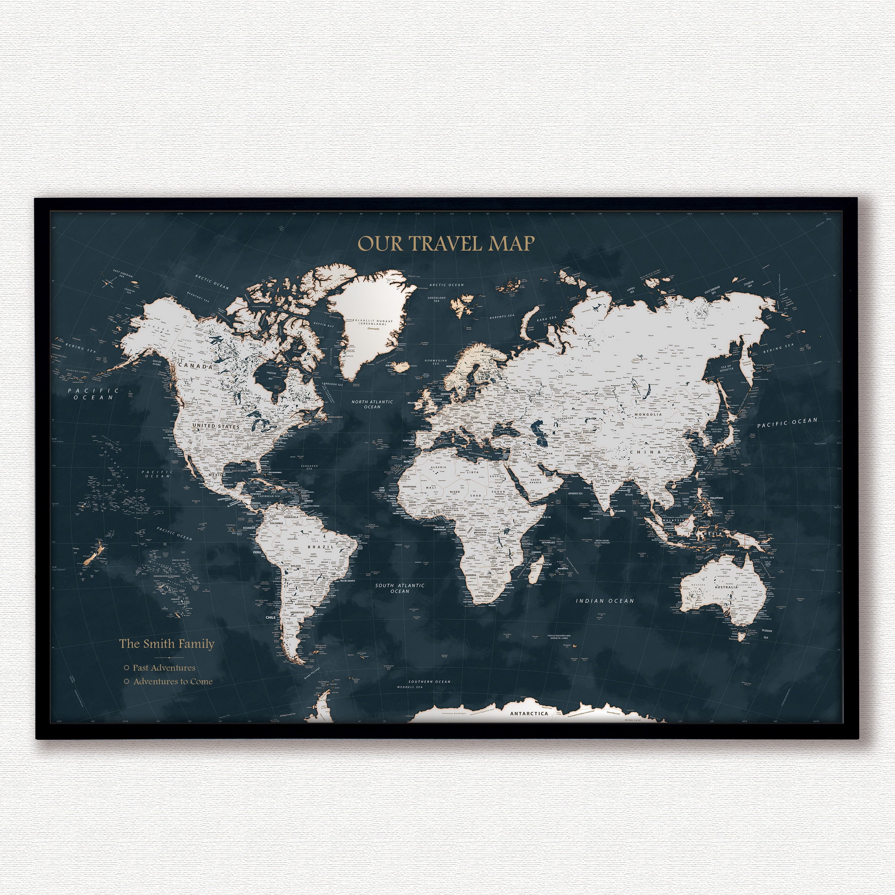 World Map Push Pin Personalized Travel Map Poster - Etsy UK