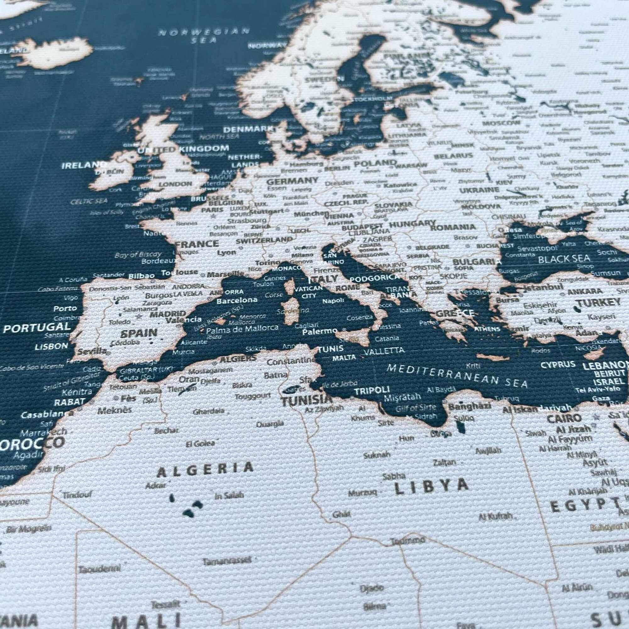 Personalized Custom Navy Blue Travel Map for Couples and Families ...