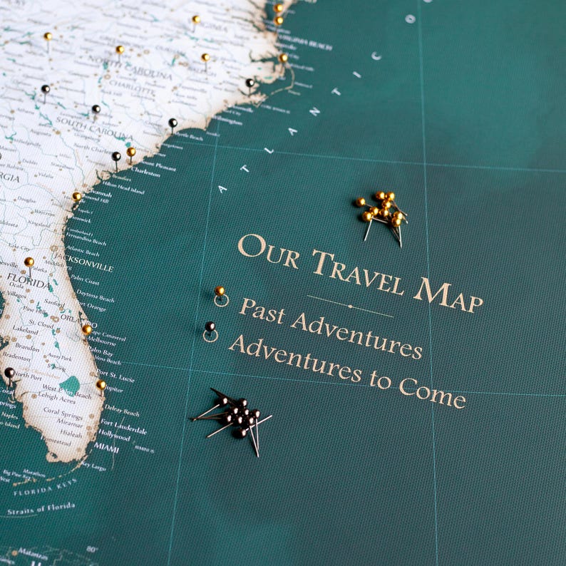 Green USA Push Pin Travel Map – Wall Art With Pins - Etsy