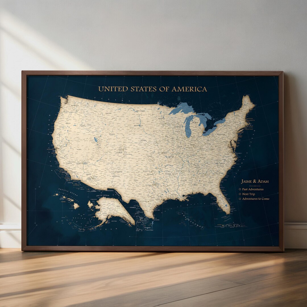 Personalized Push Pin USA Travel Map: Canvas Print With Pins - Etsy