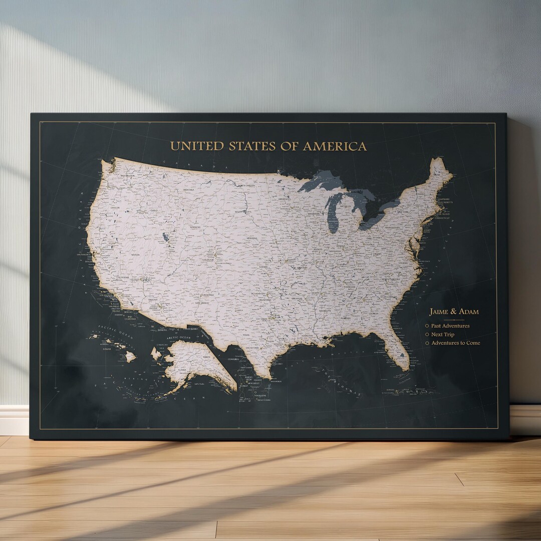 Personalized USA Pushpin Map, Custom US Travel Map & Explorer Pinboard ...