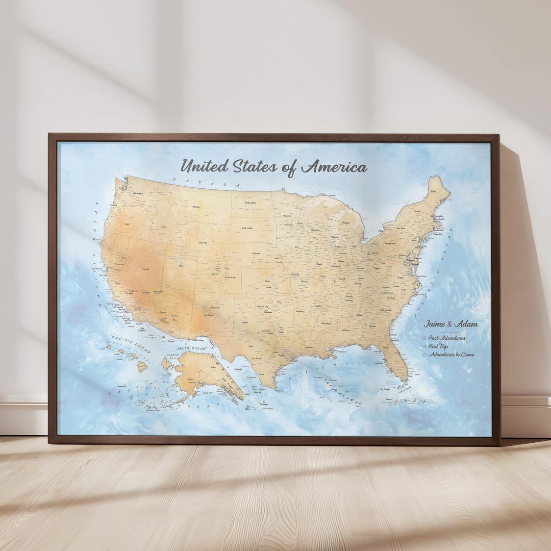 USA Map - Large Push Pin Travel Map & Personalized Wall Art Gift - Etsy