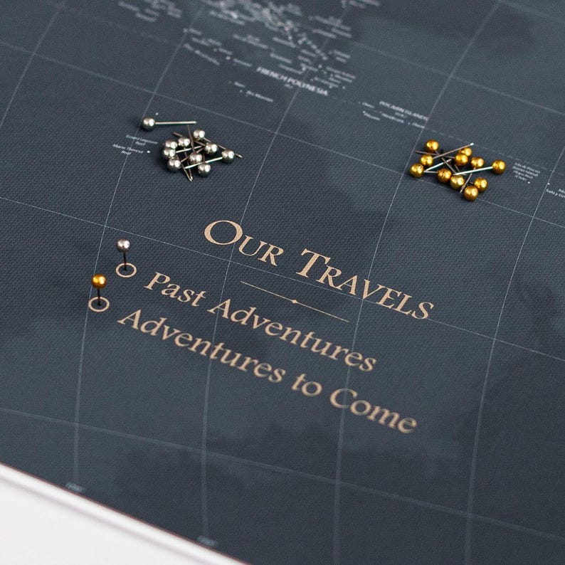 Black & White Push Pin World Map: Framed Travel Tracker - Etsy Australia