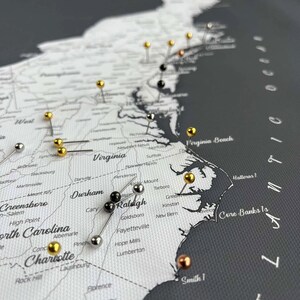 Gray USA Road Map – Customizable Push Pin Wall Art With Frame, for Home ...