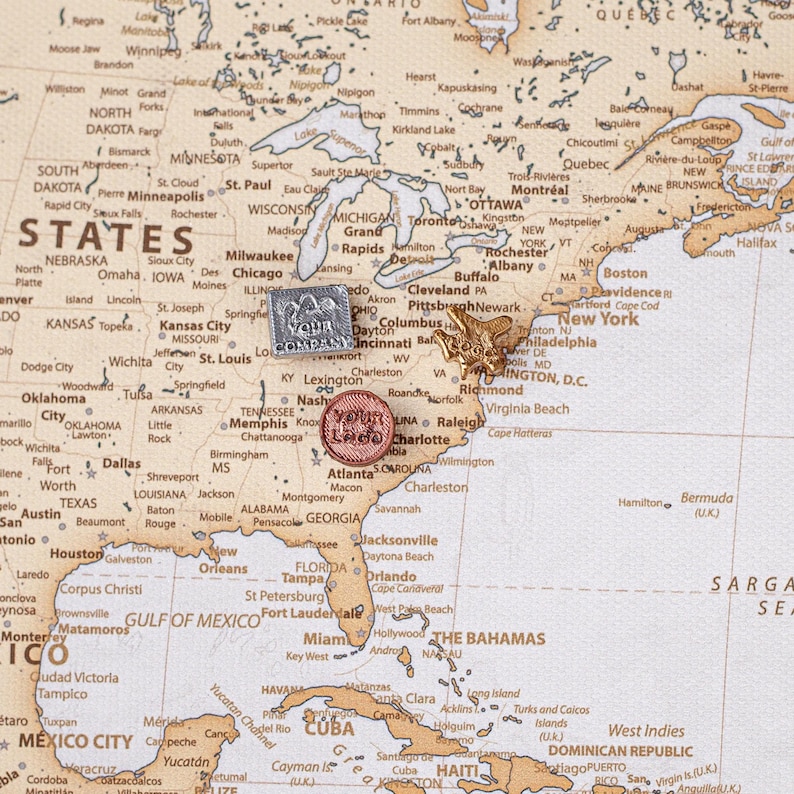 Custom Logo Map Push Pins: 3D Printed Branded Map Markers (set of 10 ...