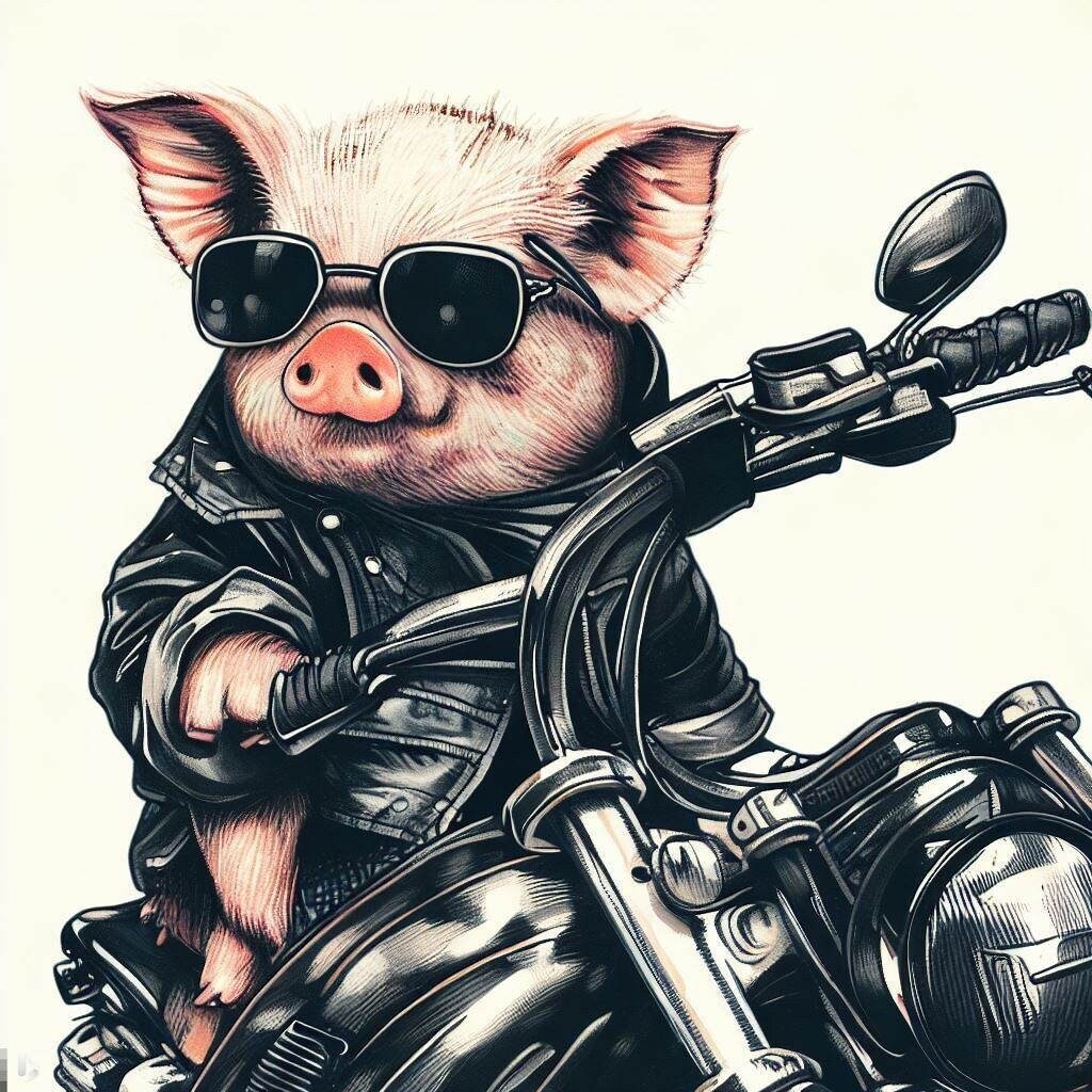 MOTORCYCLE PIG PIG - Etsy
