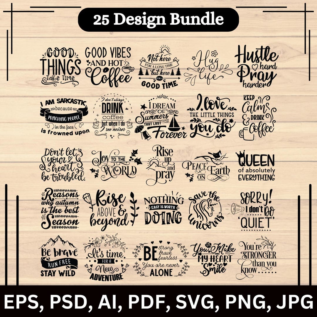 Inspirational Quote Digital Print Bundle, Boho Home and Office Decor ...