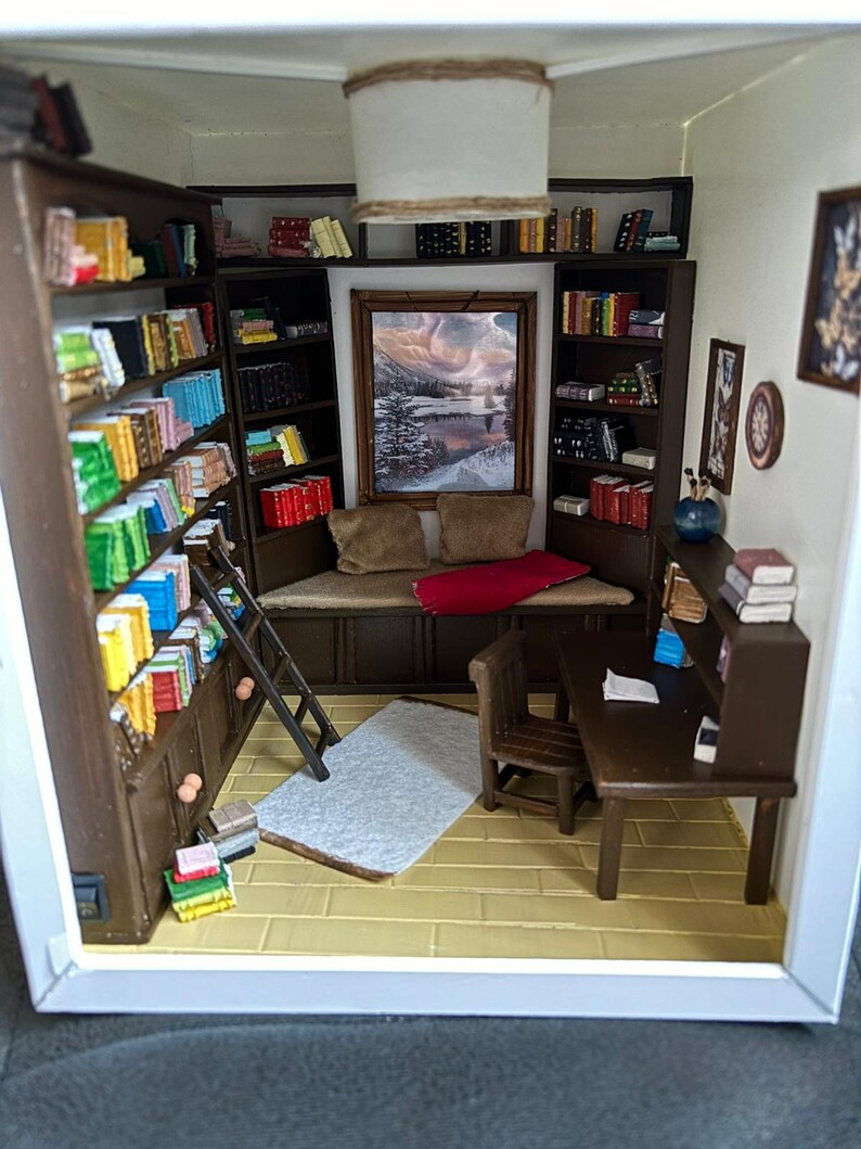 Diorama Miniature Room Bookcase Book Nook - Etsy