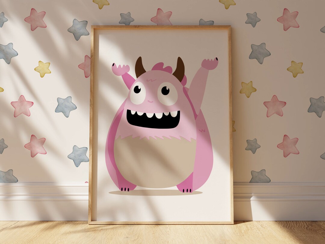 Little Pink Monster Nursery Wall Art - Monster Print | Children's ...