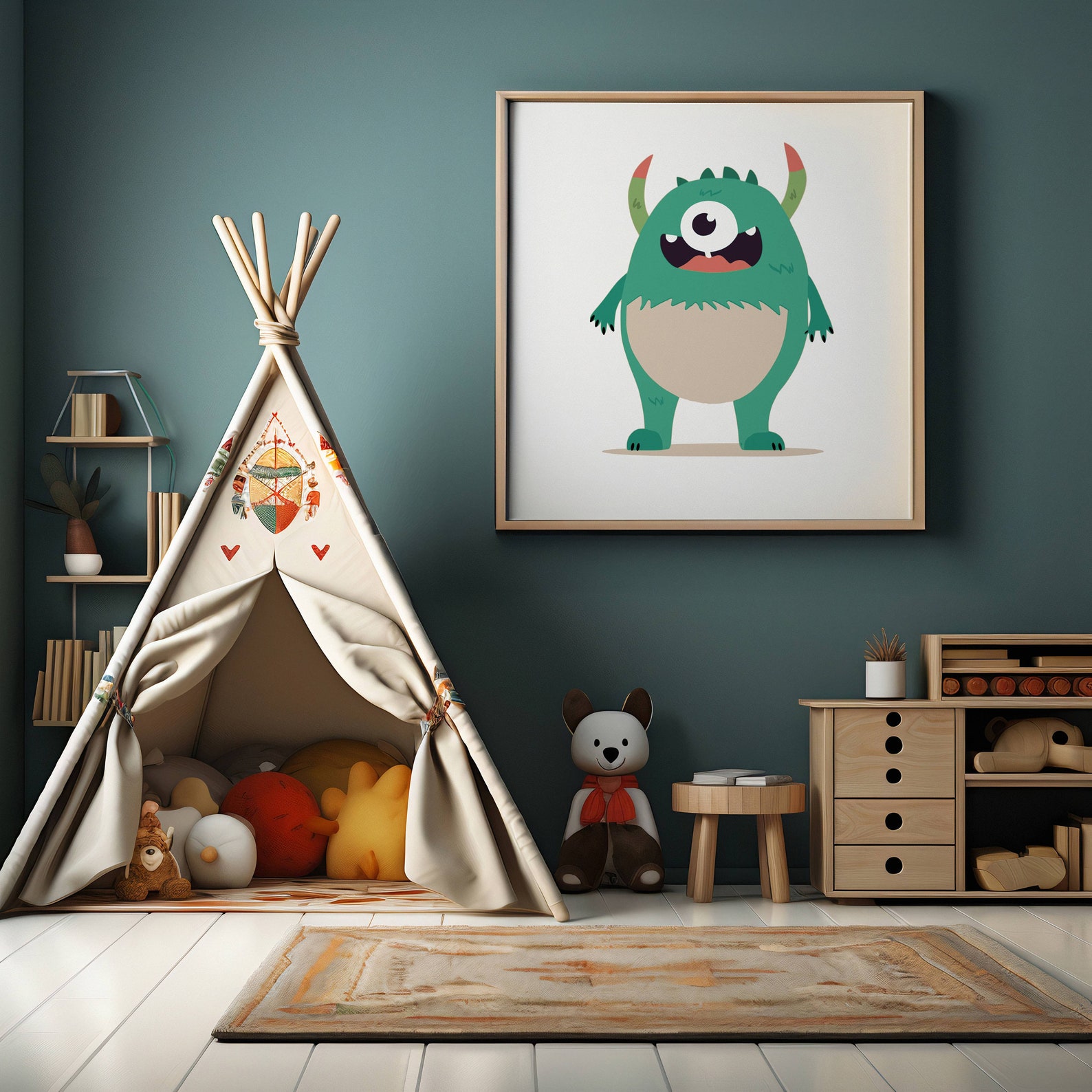Little Cyclops Monster Nursery Wall Art - Monster Print | Children's ...