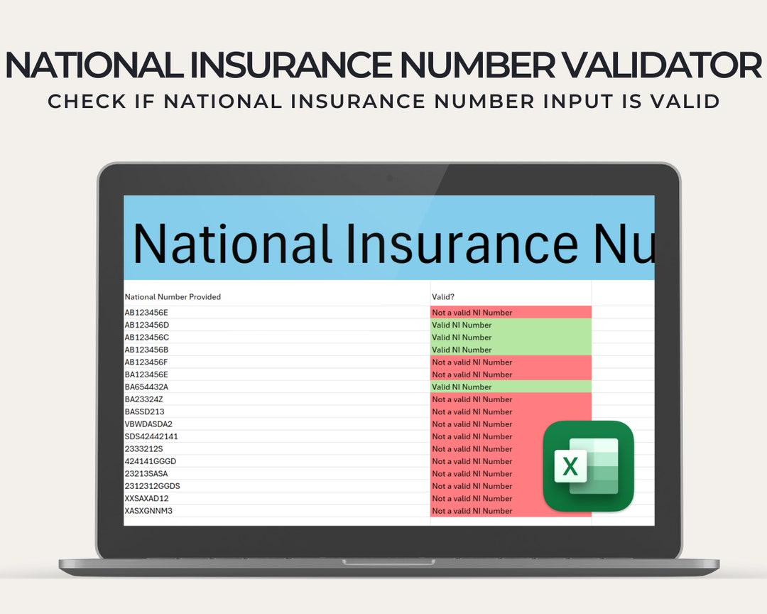 Easy Microsoft Excel National Insurance Number Checker Template Digital ...