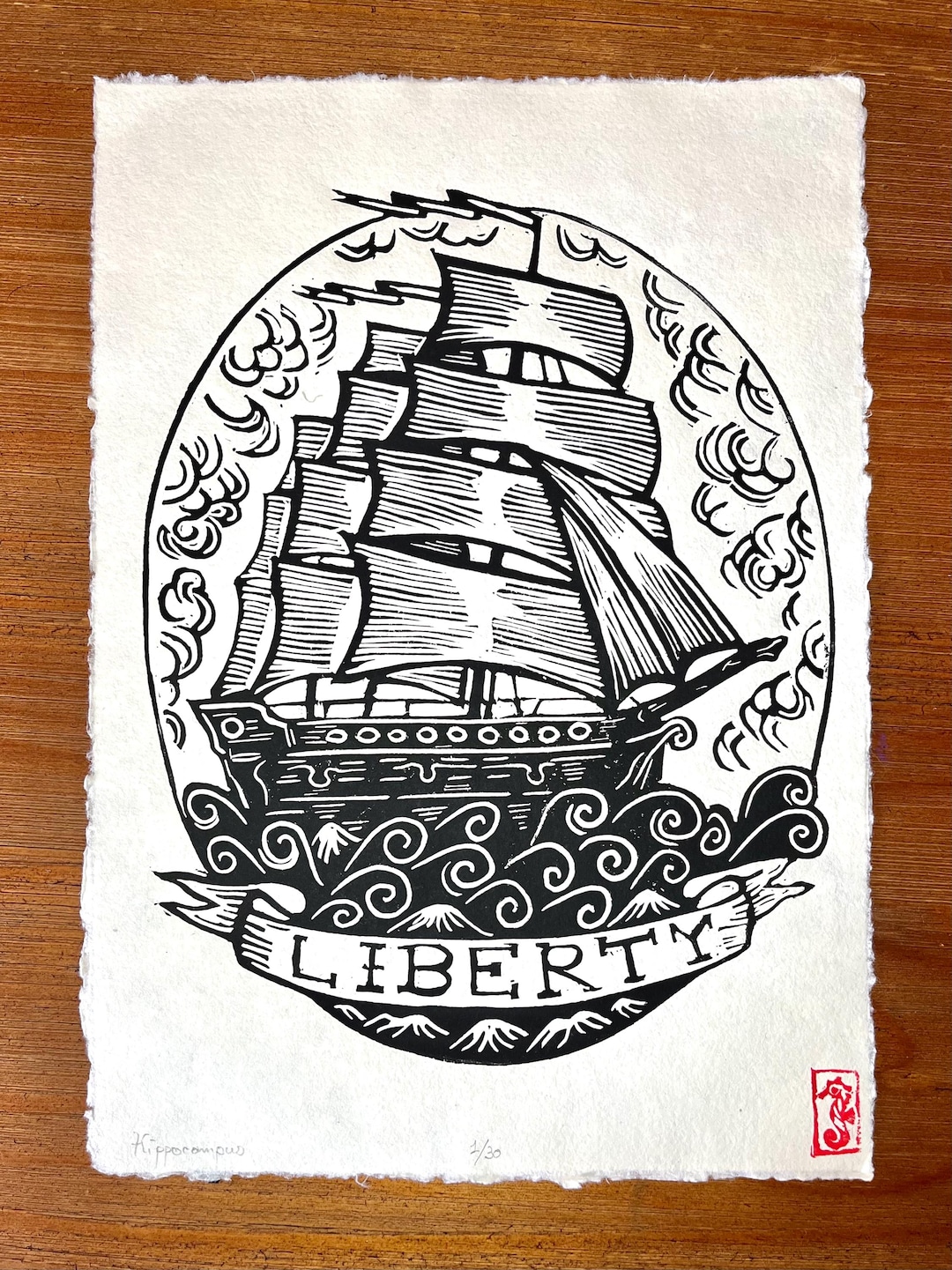 Wind of Freedom - Linocut Print - Linocut Linoprint - A4 - Handmade ...