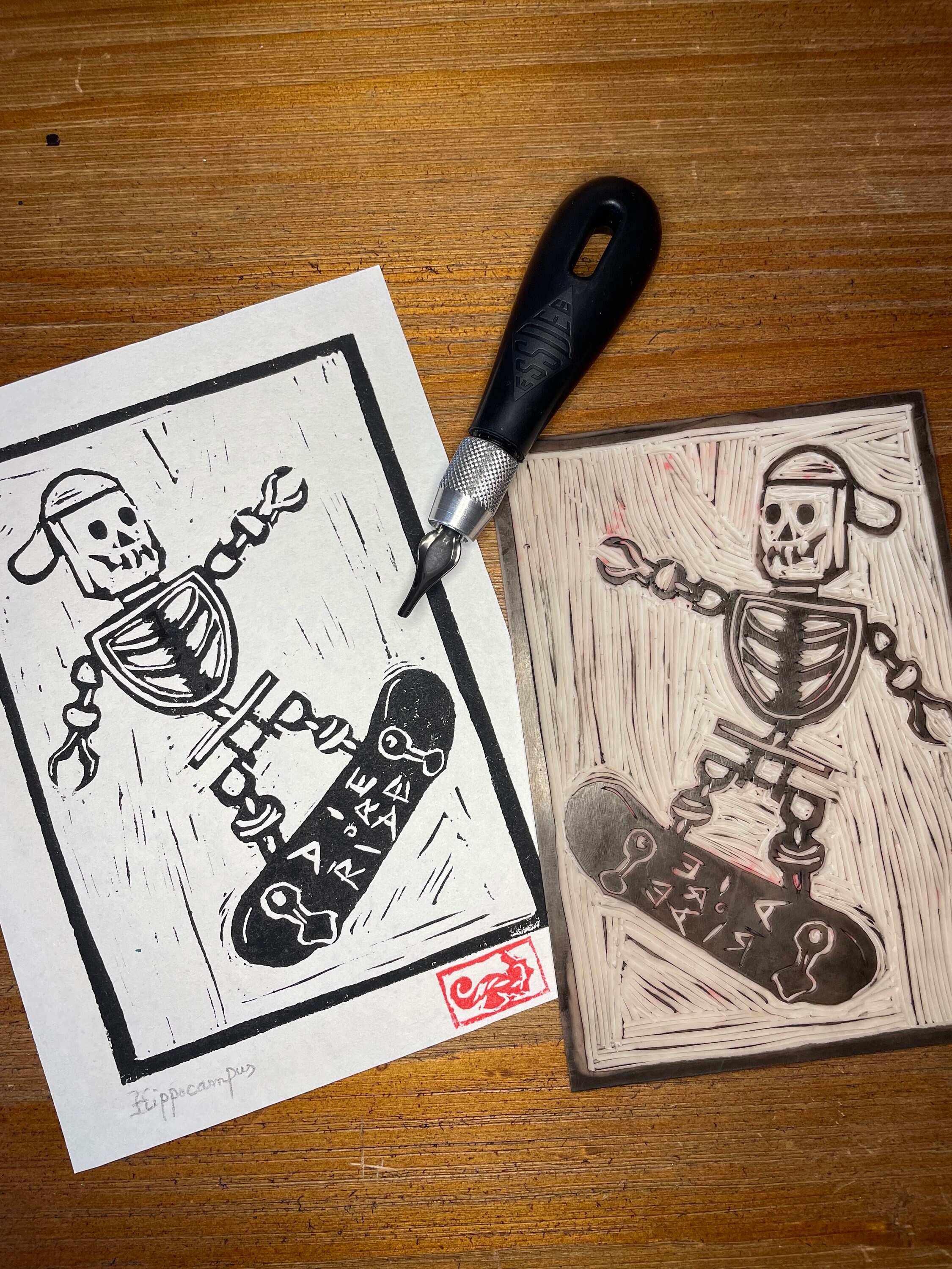Die or Ride Linocut Print Linocut Lego Skateboard Skeleton - Etsy