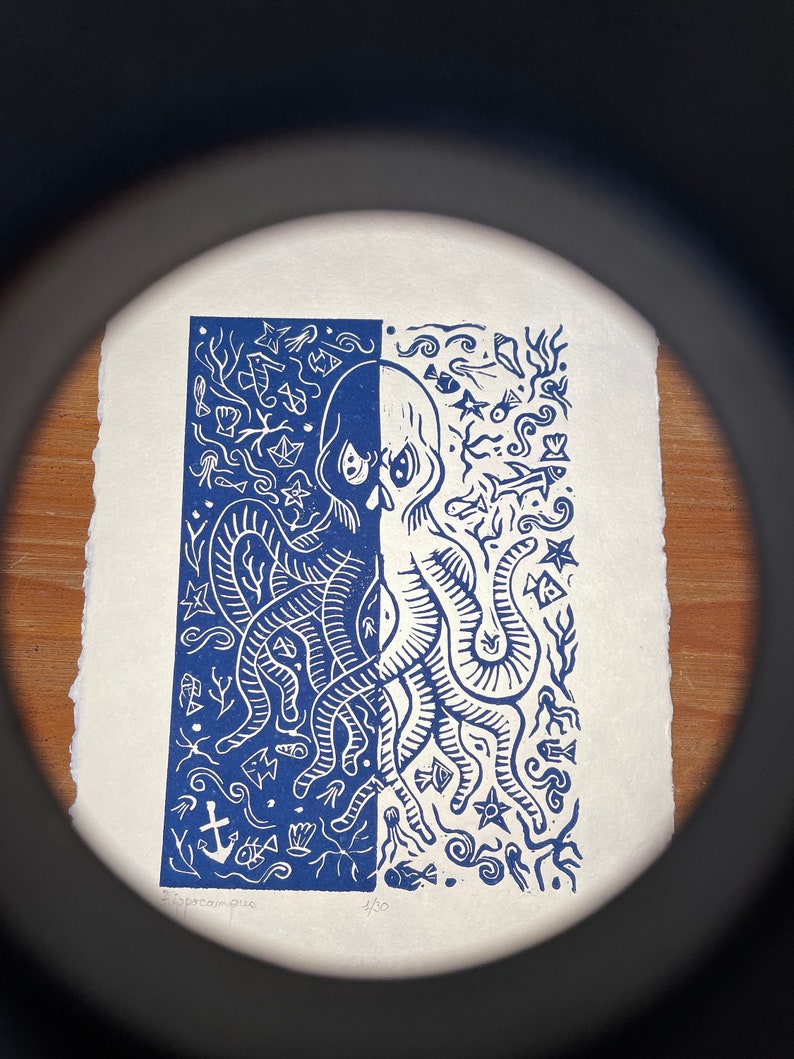 Abyssal Ink Handmade Linocut Printing Linocut Octopus Sea Octopus - Etsy