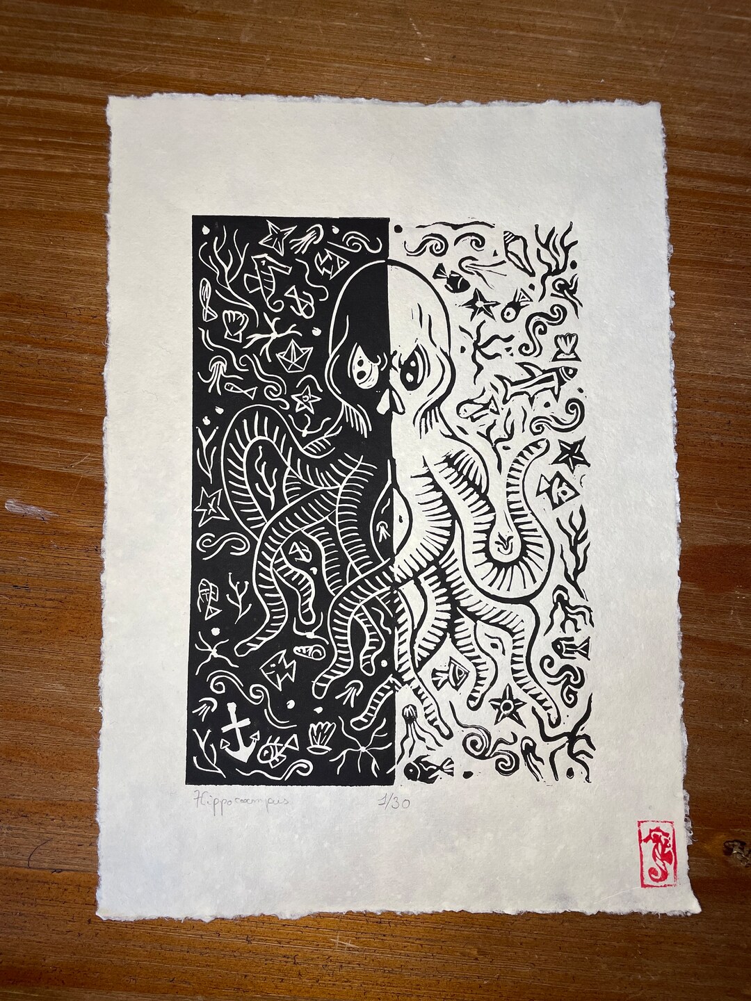 Abyssal Ink Handmade Linocut Printing Linocut Octopus Sea Octopus - Etsy