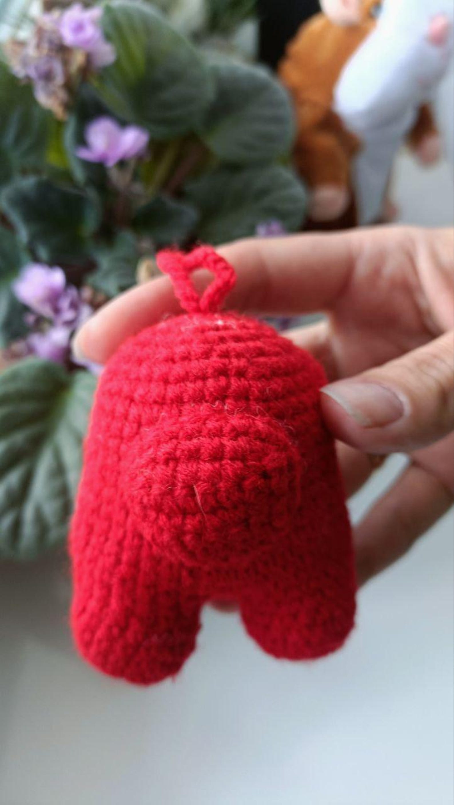 Knitted Among Us Plush Toy – Cute Amigurumi Red Crewmate Character ...