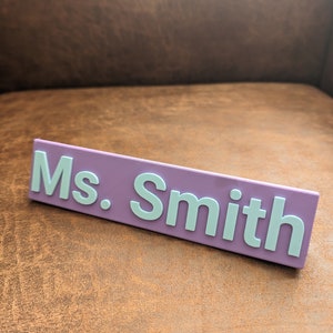 3D Printed Desk Name Plate, Two Colors - Etsy