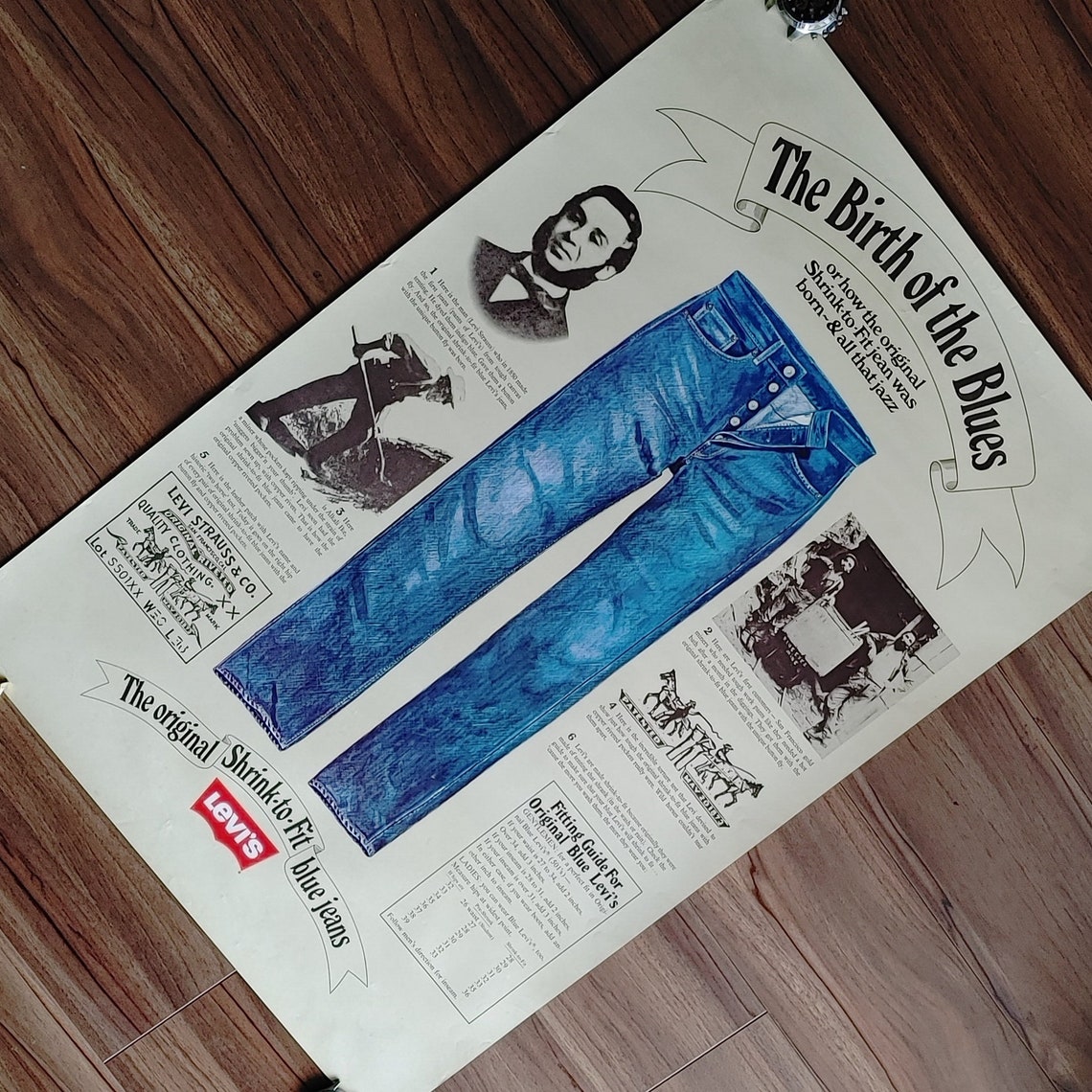 1970's LEVI'S Blue Jeans Poster the Birth of the Blues 29x19-see ...