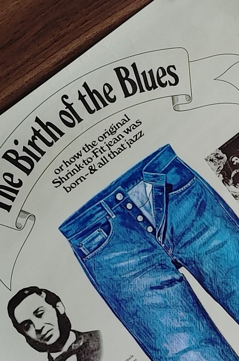 1970's LEVI'S Blue Jeans Poster the Birth of the Blues 29x19-see ...