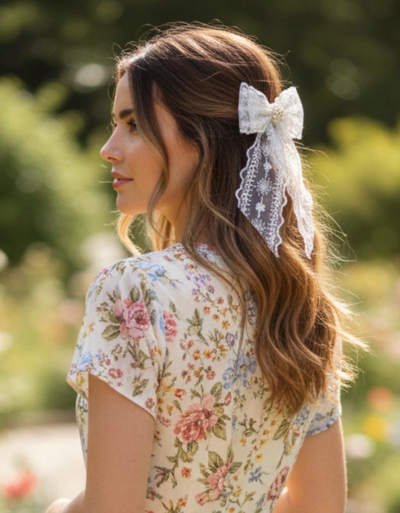 Holy Communion / Bridal White Embroidered Lace Hair Bow Clip - Etsy