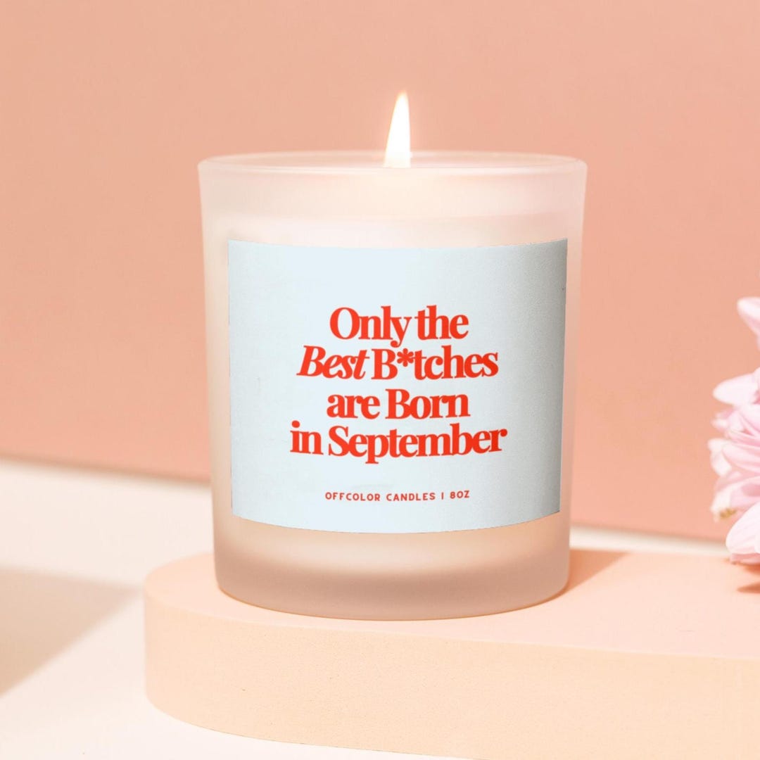 Funny September Birthday Candle Gift for Best Friend, Pink Candle Gift ...