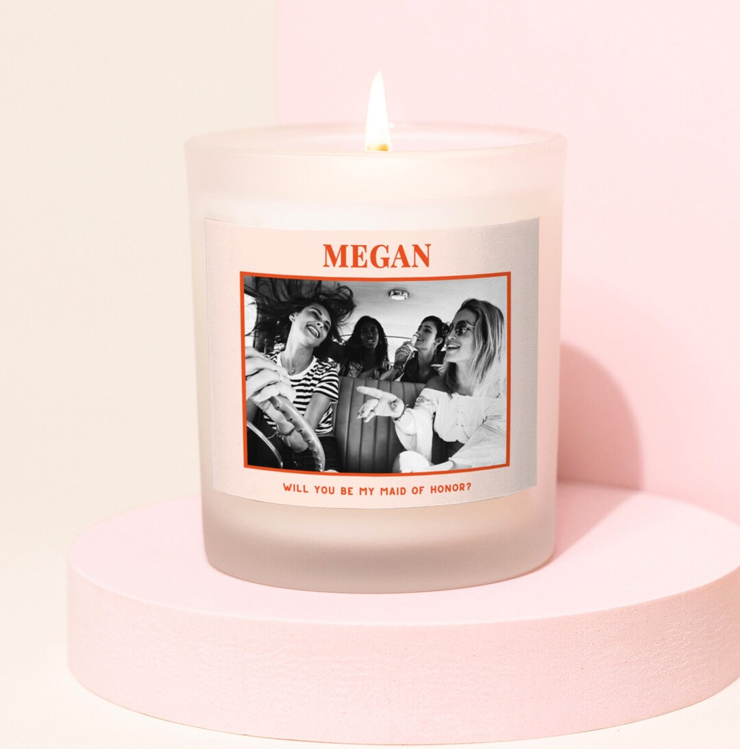 Personalized Maid of Honor Proposal Candle, Photo Candle, Customized ...