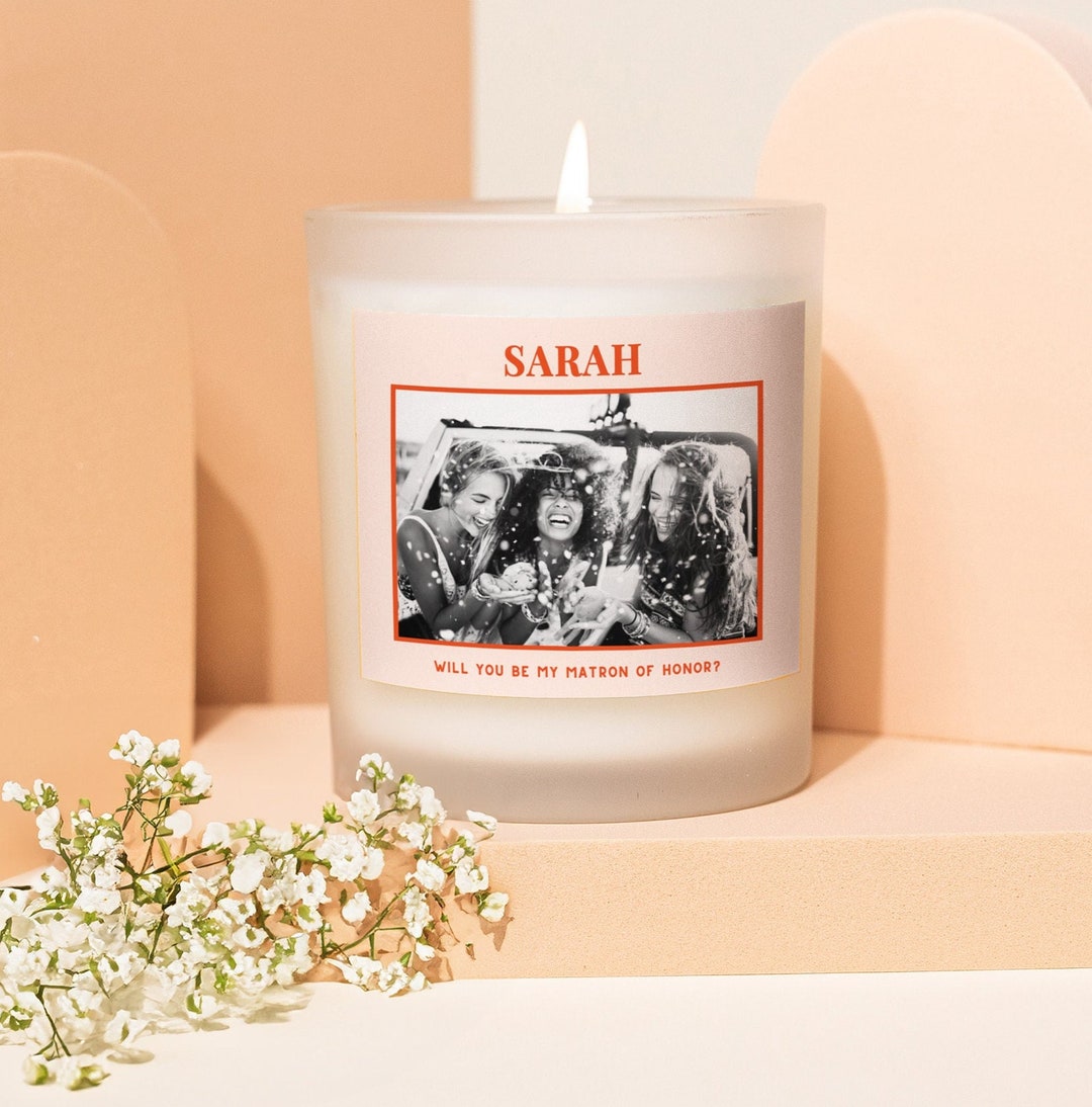 Personalized Matron of Honor Proposal Candle, Photo Candle, Customized ...