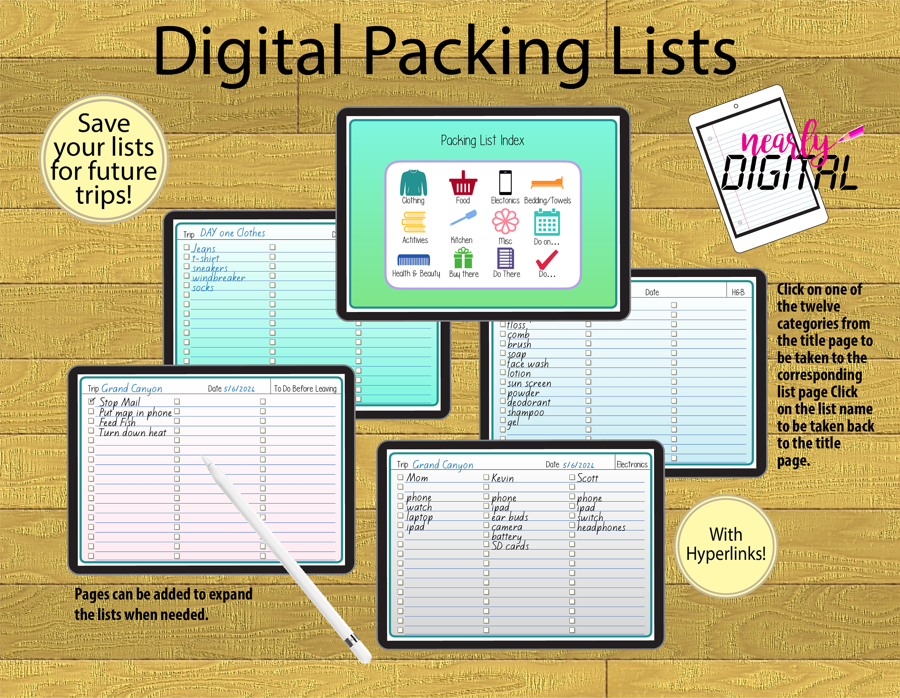 Digital Packing List Pages for Goodnotes or Notability Apps - Etsy
