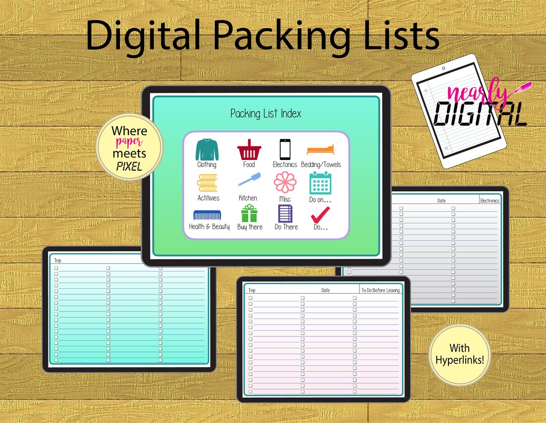 Digital Packing List Pages for Goodnotes or Notability Apps - Etsy