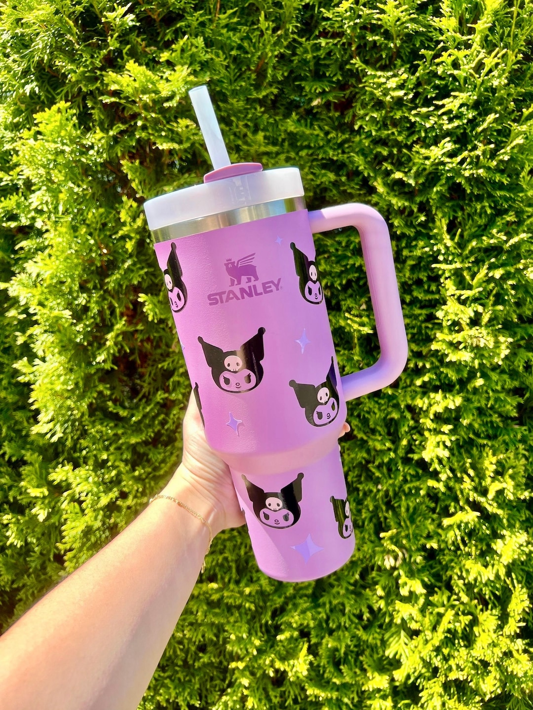 Kuromi Stanley 40oz Purple Tumbler Cup, Permanent Decals, Sanrio ...