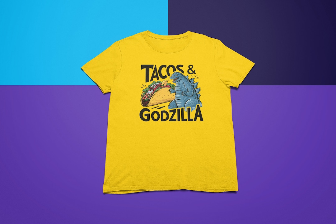 Funny Taco and Godzilla Graphic Tee - Tacos and Godzilla Shirt - Etsy