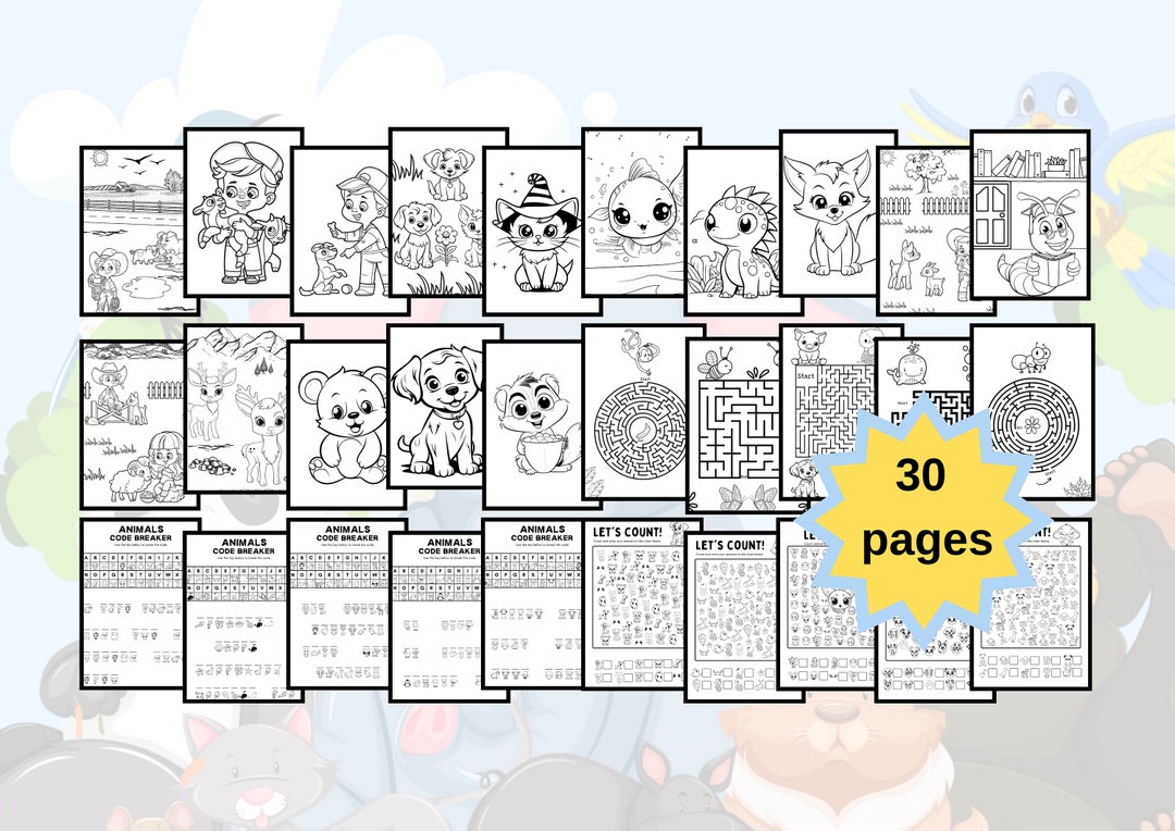 Animals Activity Book for Kids | 30 Designed Pages Fun and Challenging ...