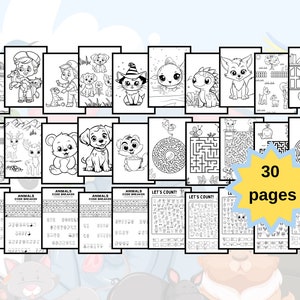 Animals Activity Book for Kids | 30 Designed Pages Fun and Challenging ...
