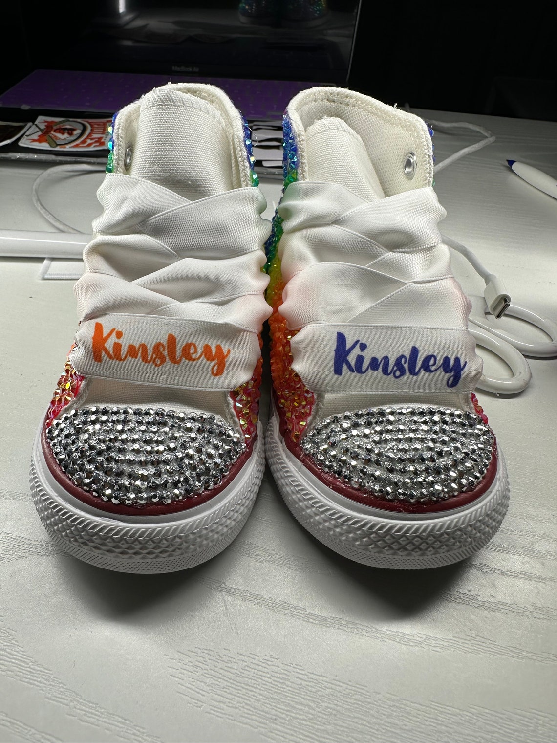 Children’s Rainbow Custom Bling Converse - Etsy