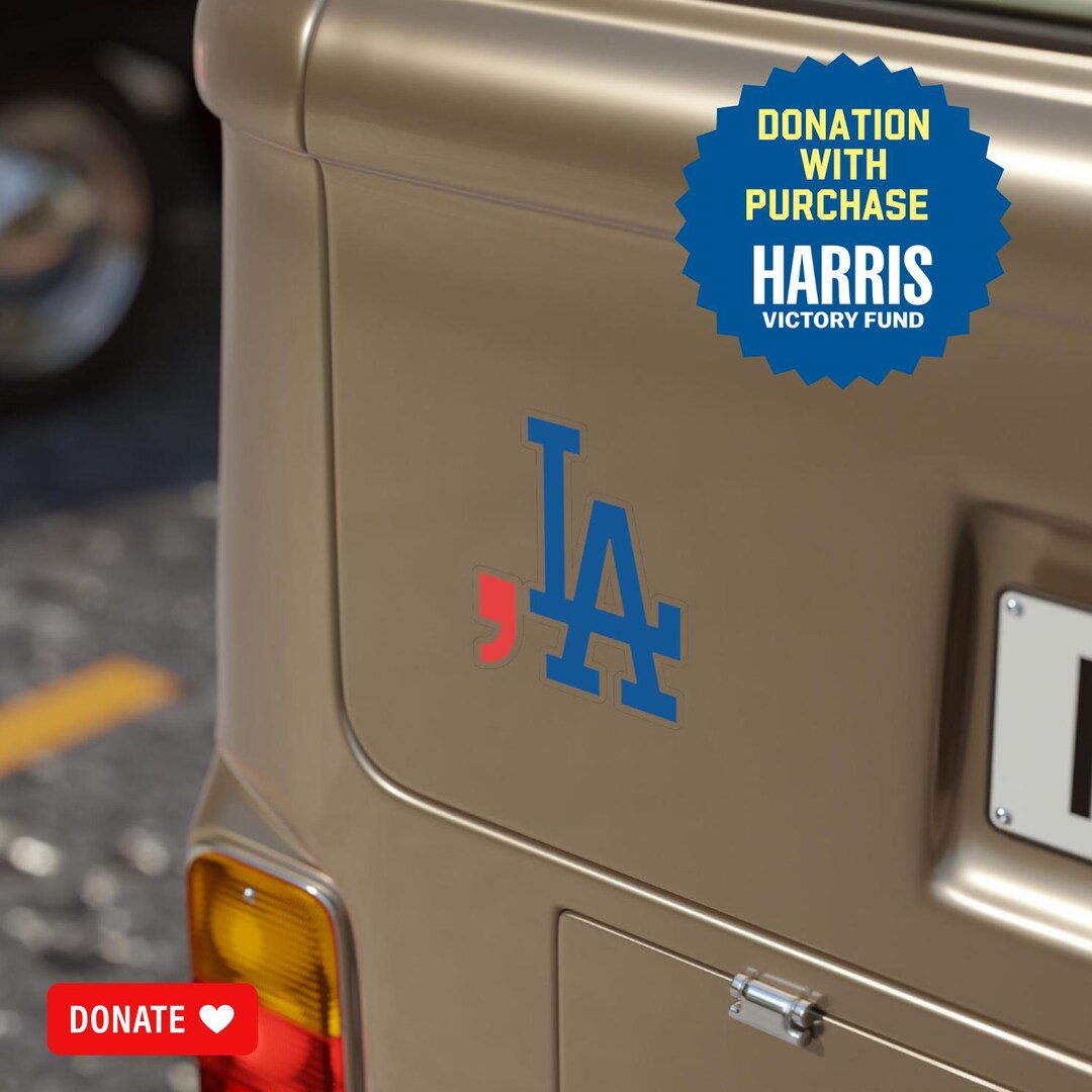 Kamala Comma Logo LA Dodgers Inspired Transparent Outdoor Stickers, Die ...
