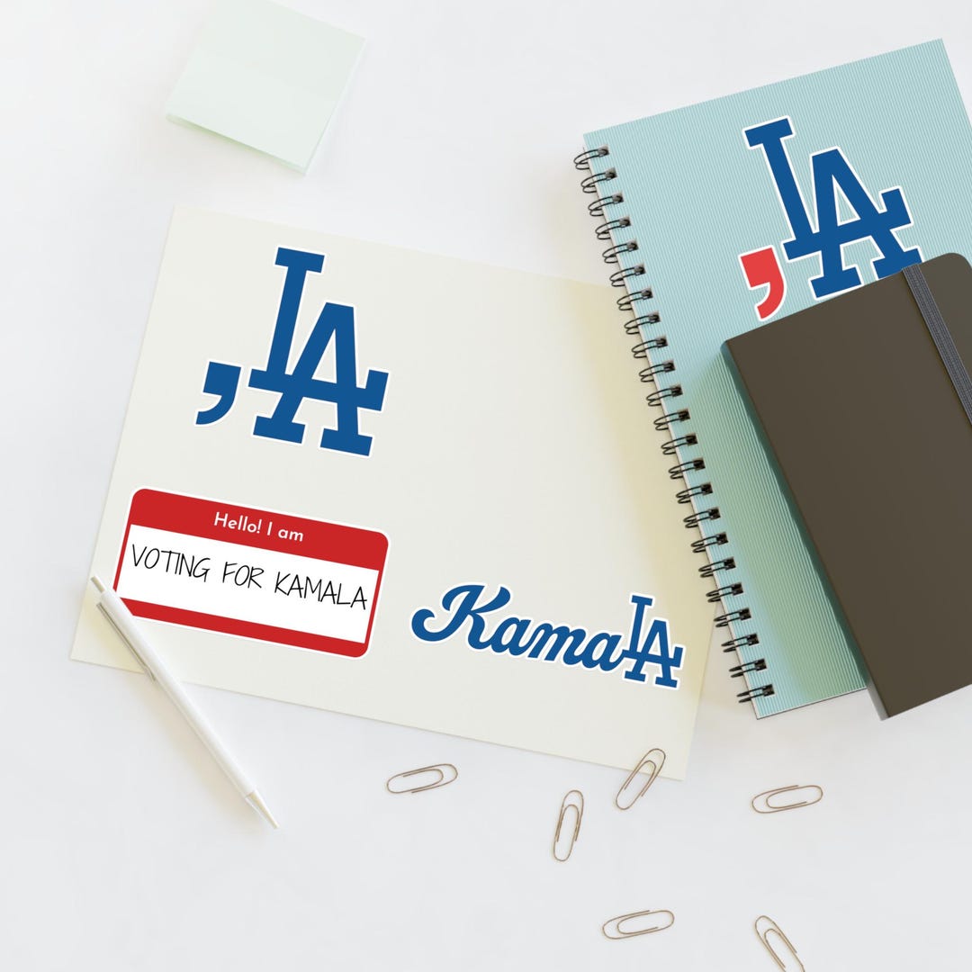 Kamala Comma Logo LA Dodger Inspired Vinyl Sticker Sheets 4 Stickers ...
