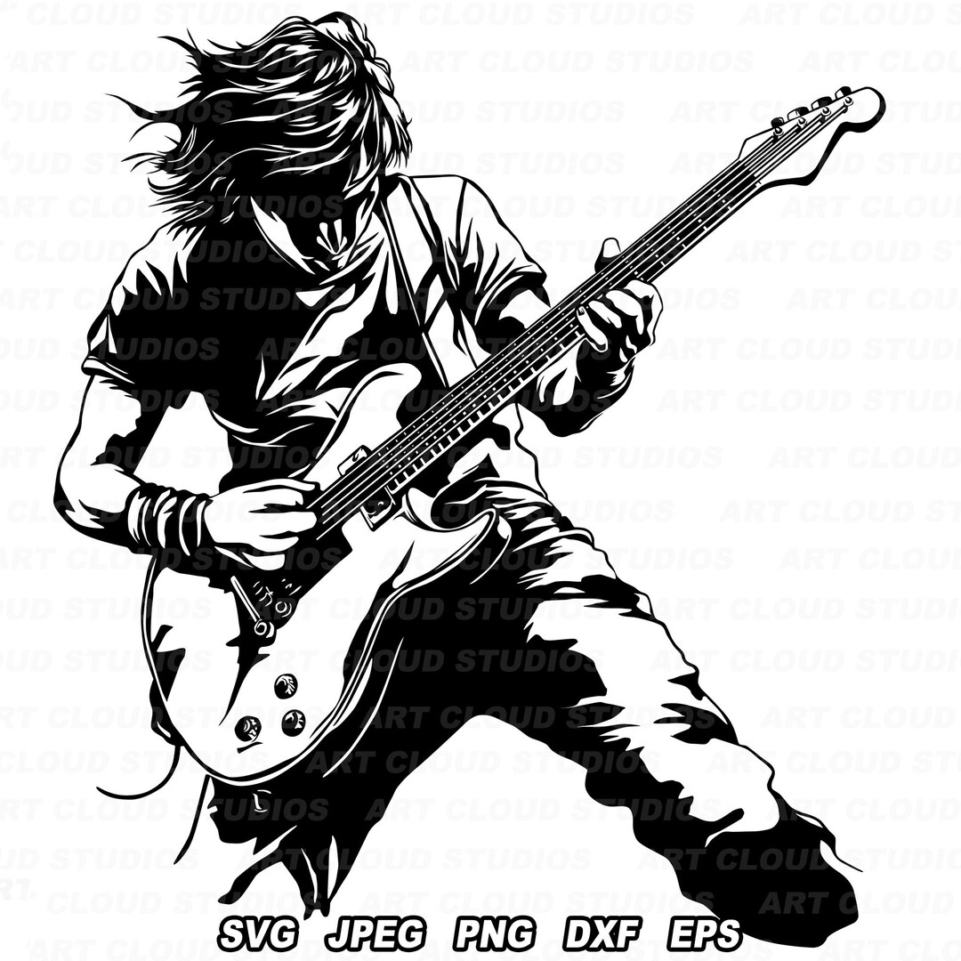 Guitar Player SVG, Electric Guitar Png, Cut Files, Rock N Roll ...