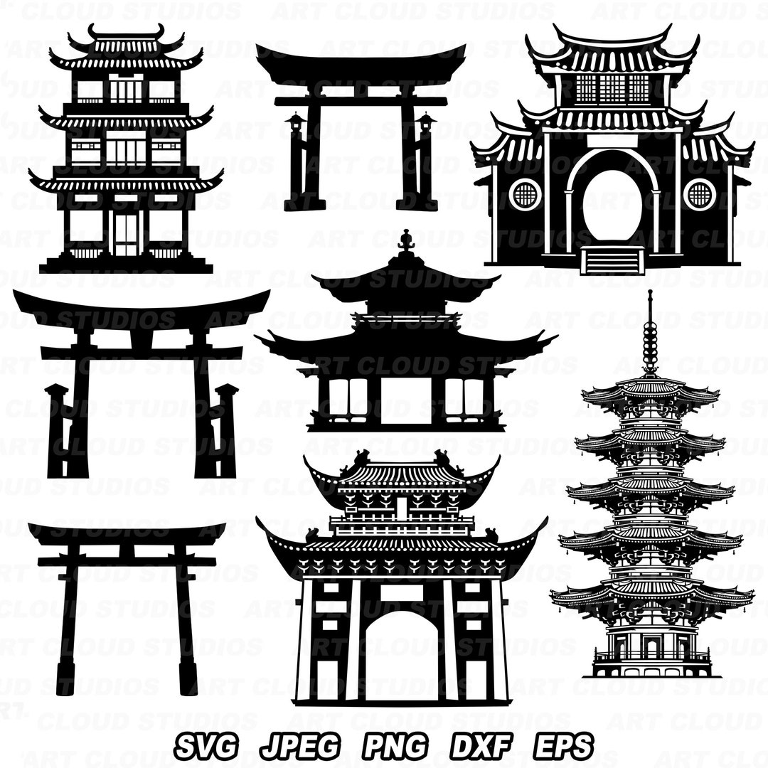 Chinese Building SVG Cut Files, Chinese Temple Silhouette, Pagoda SVG ...