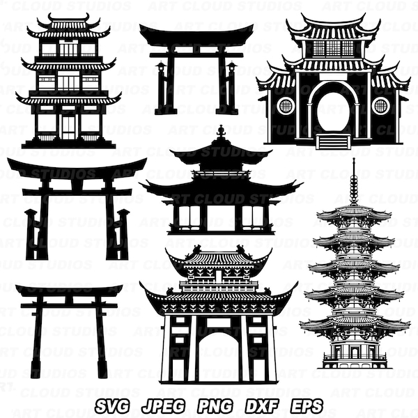 Chinese Building SVG Cut Files, Chinese Temple Silhouette, Pagoda SVG ...